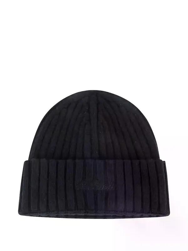 MC2 SAINT BARTH Ribbed Wool Beanie Hat - Black