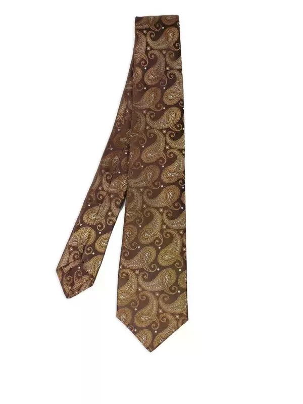 Kiton Paisley-pattern Silk Tie - Brown