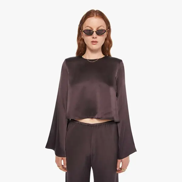 Sablyn Sonya Crewneck Silk Blouse With Bell Sleeves