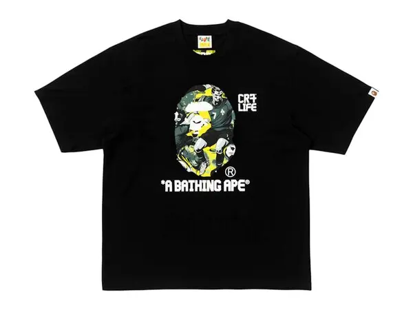 A BATHING APE X Cr7 Life Graphic Relaxed Fit Tee Shirt - Black