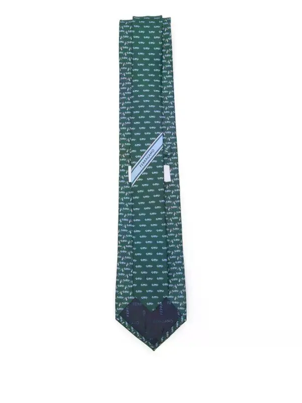 FERRAGAMO Racing Print Silk Neck Tie
