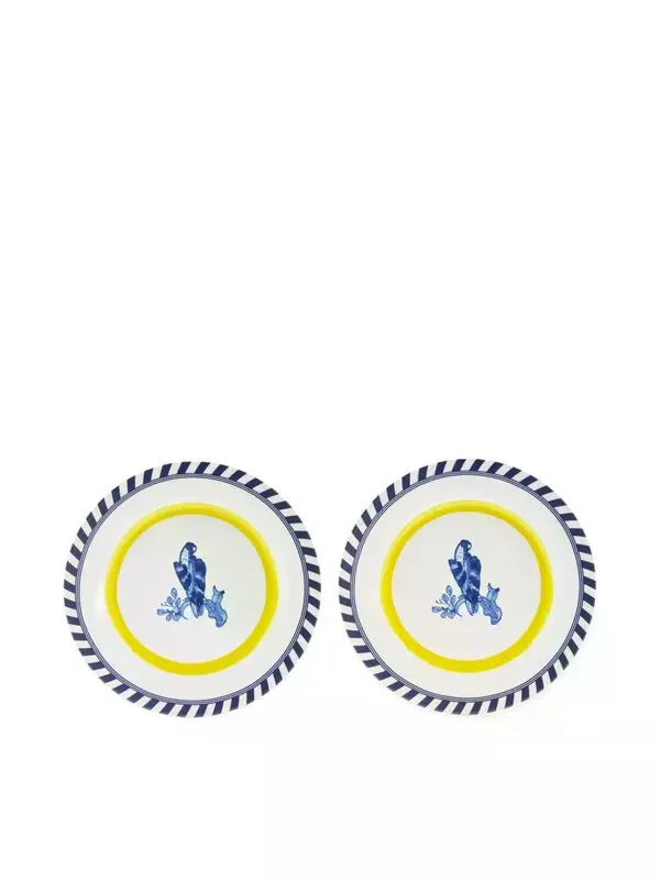 POLSPOTTEN Striped Edge Decorative Plates - Blue