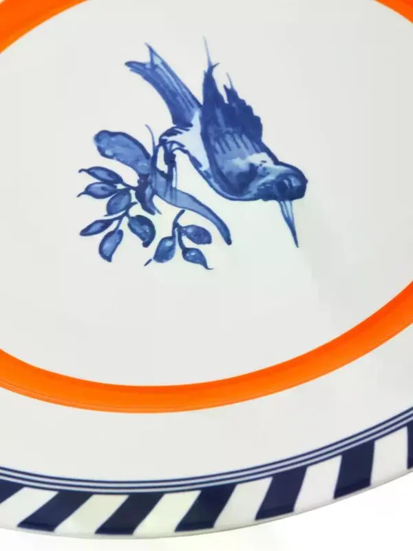 POLSPOTTEN Striped Bird-motif Plates