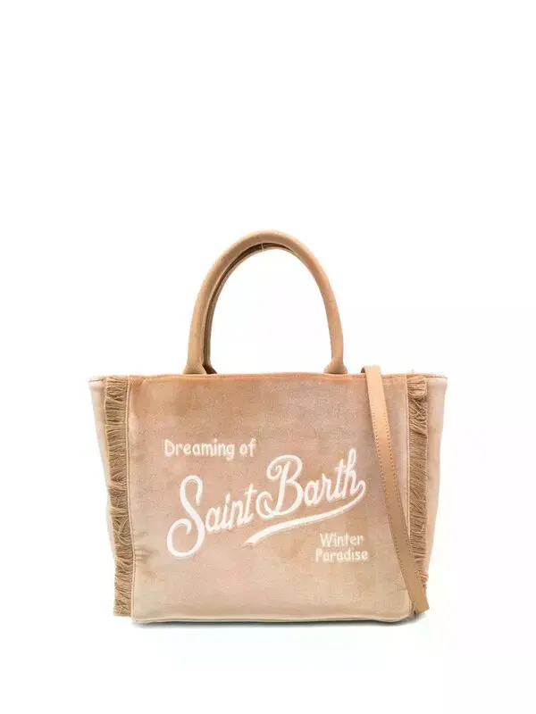 MC2 SAINT BARTH Velvet Satchel With Fringe - Brown