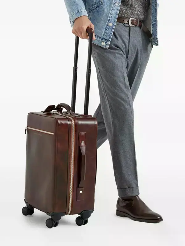 Brunello Cucinelli Leather Wheeled Suitcase - Red
