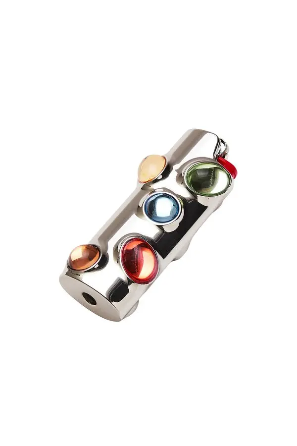 Edie Parker Double Sided Jewel Lighter Holder In Metallic Silver - Multicolor
