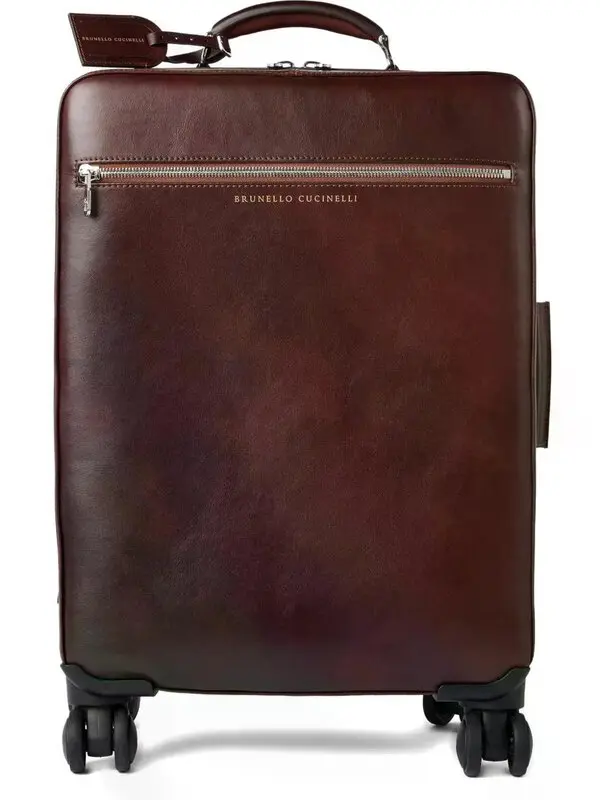 Brunello Cucinelli Leather Wheeled Suitcase - Red