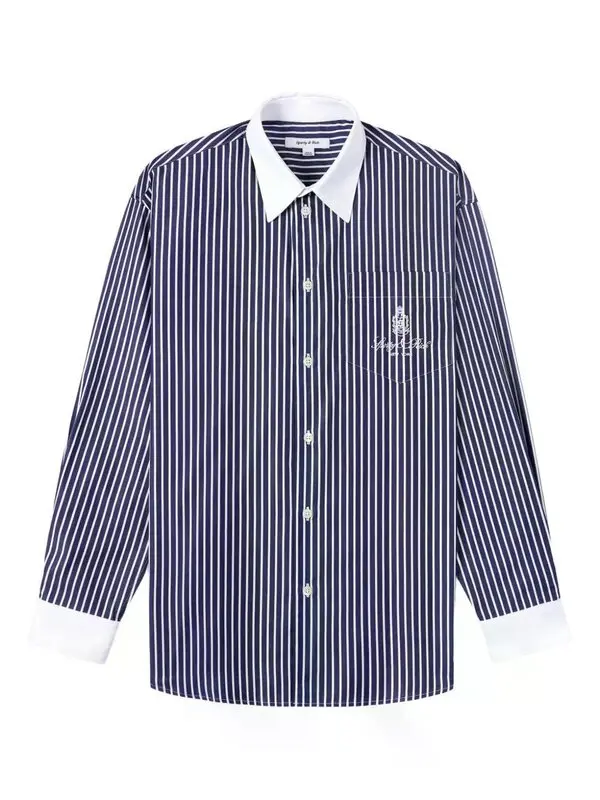 SPORTY & RICH Striped Embroidered Shirt