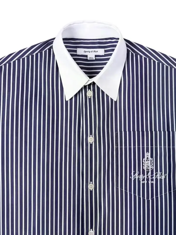SPORTY & RICH Striped Embroidered Shirt