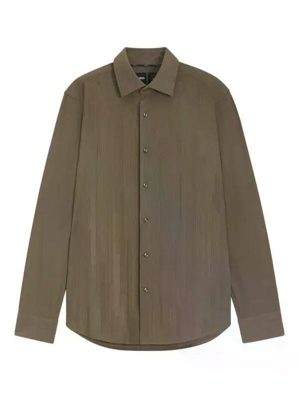 BOSS Ribbed Long-sleeve Shirt - Brown