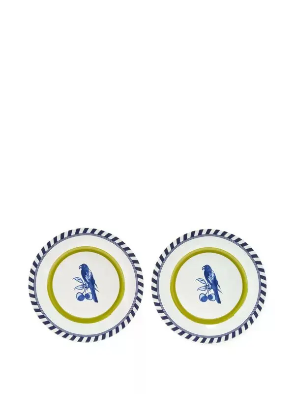 POLSPOTTEN Striped Edge Decorative Plates - Blue