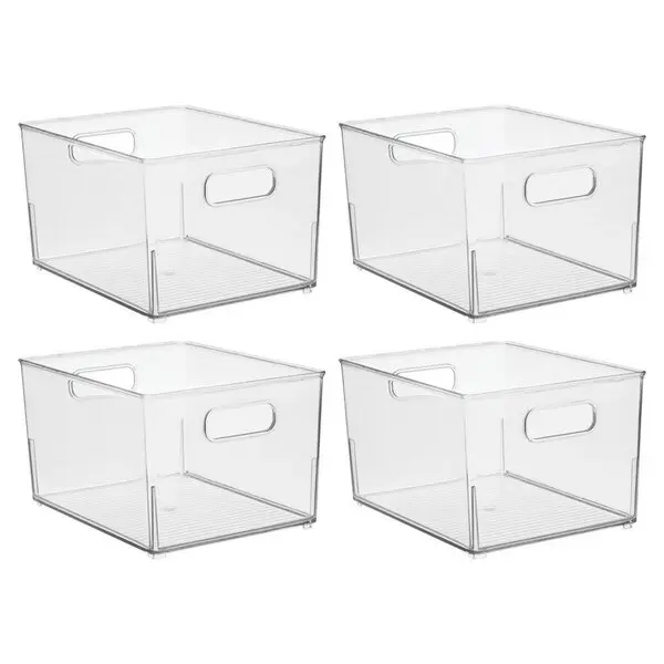 IDESIGN Small Stackable Bathroom Storage Bin 4-piece Set - One-color