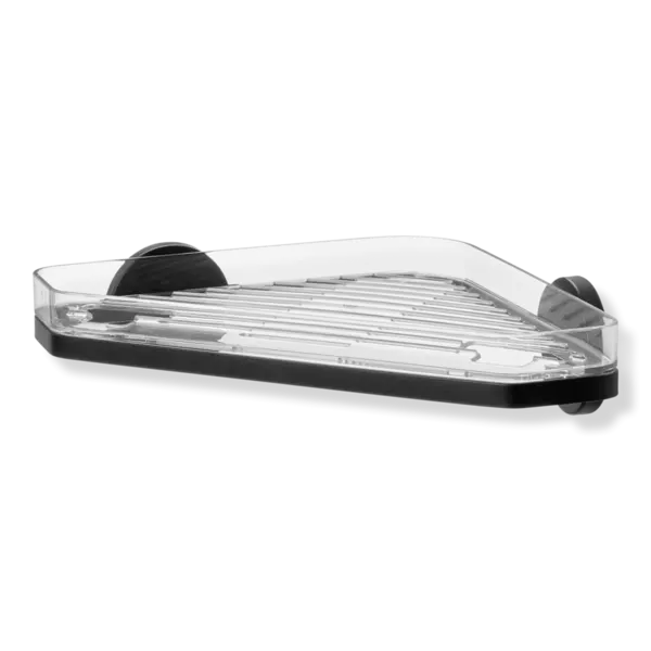 IDESIGN Self-adhesive Corner Shower Shelf With Razor Holder - Black