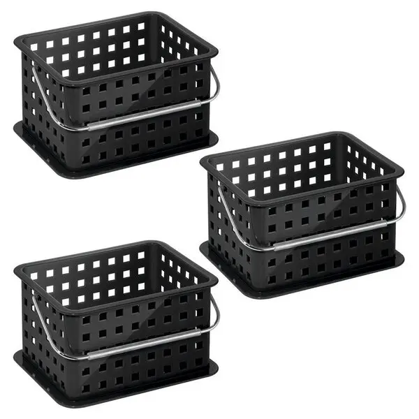 IDESIGN Small Stackable Shower Caddy Basket - Black