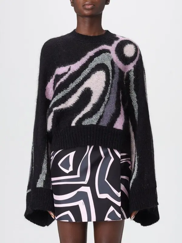 Emilio Pucci Pink Abstract Print Knit Sweater - Black