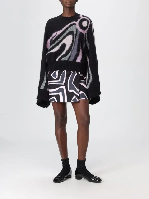 Emilio Pucci Pink Abstract Print Knit Sweater - Black