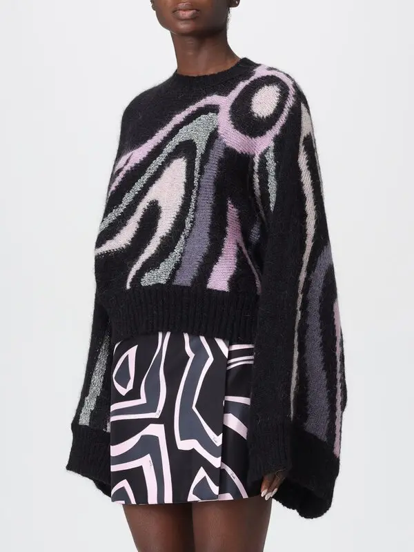 Emilio Pucci Pink Abstract Print Knit Sweater - Black