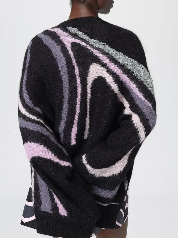 Emilio Pucci Pink Abstract Print Knit Sweater - Black