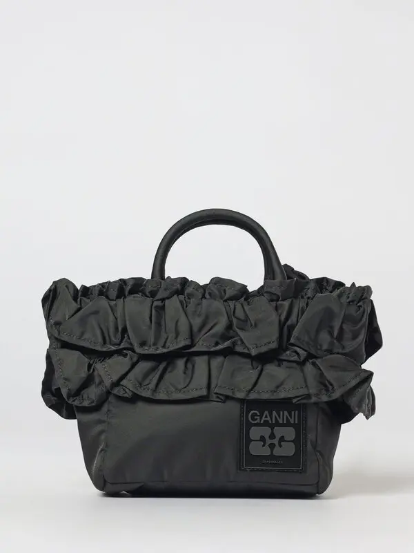 GANNI Mini Bag With Ruffle Detail - Black
