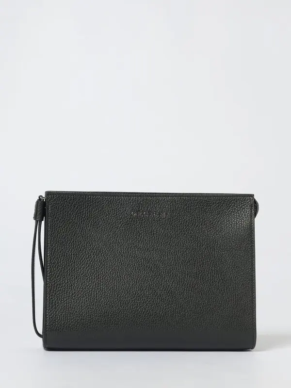 Orciani Grained Calfskin Pouch With Wrist Strap - Black