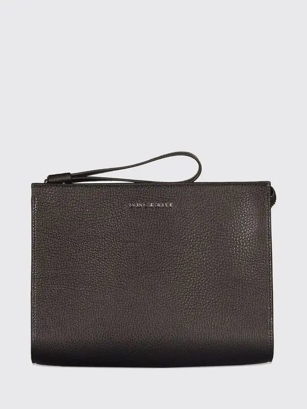 Orciani Grained Calfskin Pouch With Wrist Strap