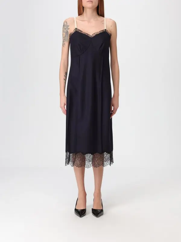 Carven Lace Trim Slip Dress - Blue