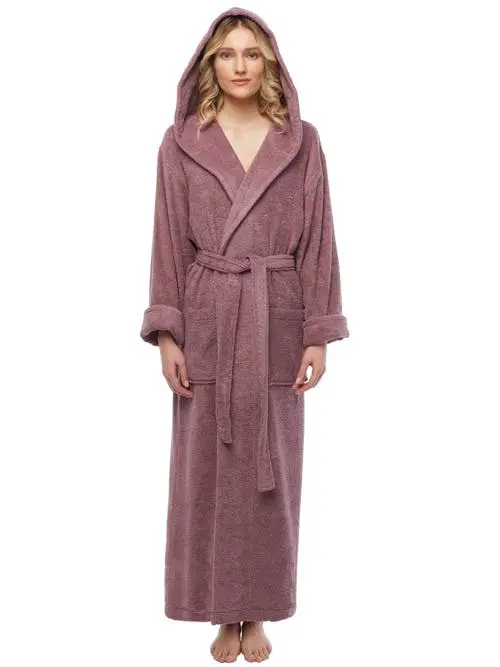 ARUS Gots Certified Oganic Cotton Long Hooded Robe - Grape