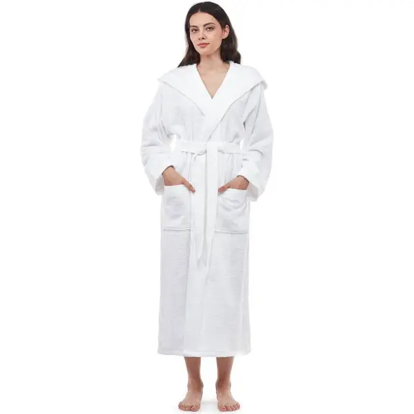 ARUS Paradise Hooded Cotton Bath Robe - White