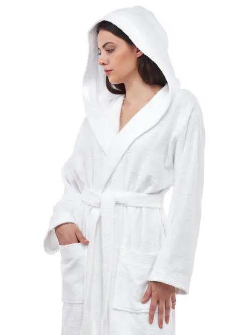 ARUS Paradise Hooded Cotton Bath Robe - White