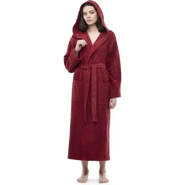 ARUS Paradise Hooded Cotton Bath Robe - Wine