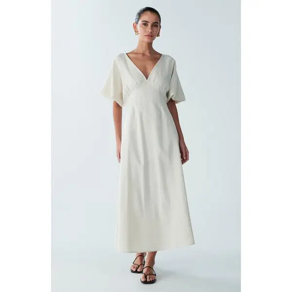 ST MRLO Palm Midi Dress - Natural