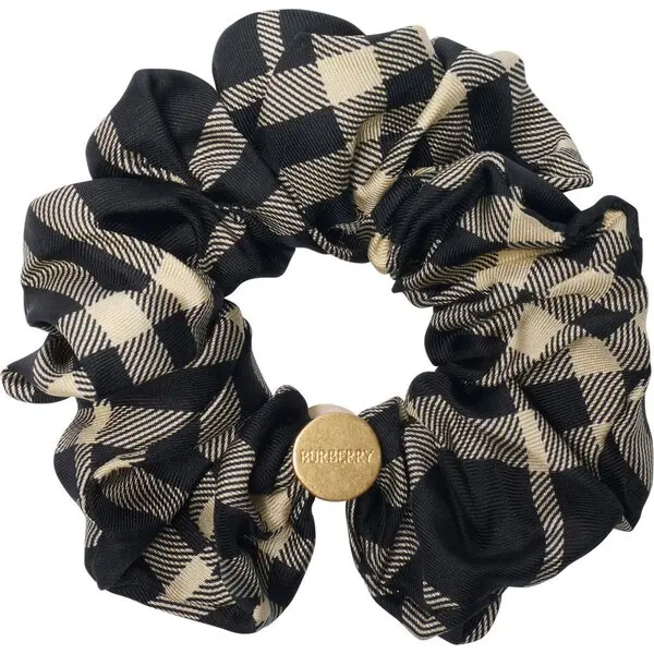 Burberry Check Silk Scrunchie - Black/calico Beige