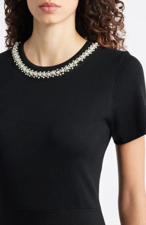 Julia Jordan Embellished Knit Fit & Flare Dress