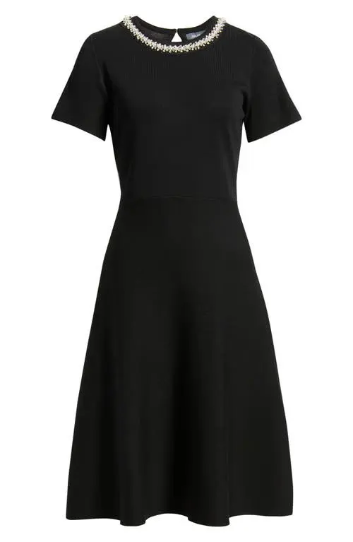 Julia Jordan Embellished Knit Fit & Flare Dress