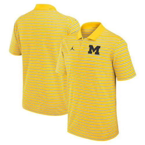 JORDAN BRAND White Michigan Wolverines Primetime Victory Striped Performance Polo - Maize