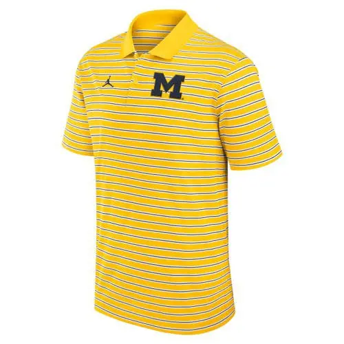 JORDAN BRAND White Michigan Wolverines Primetime Victory Striped Performance Polo - Maize