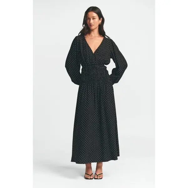 ST MRLO May Gather Midi Dress - Black Base Spot