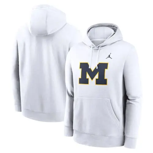 JORDAN BRAND Michigan Wolverines Fleece Pullover Hoodie - White