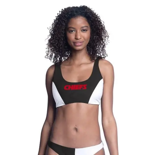 G-III 4HER BY CARL BANKS Kansas City Chiefs Brief Game Bikini Top - Black