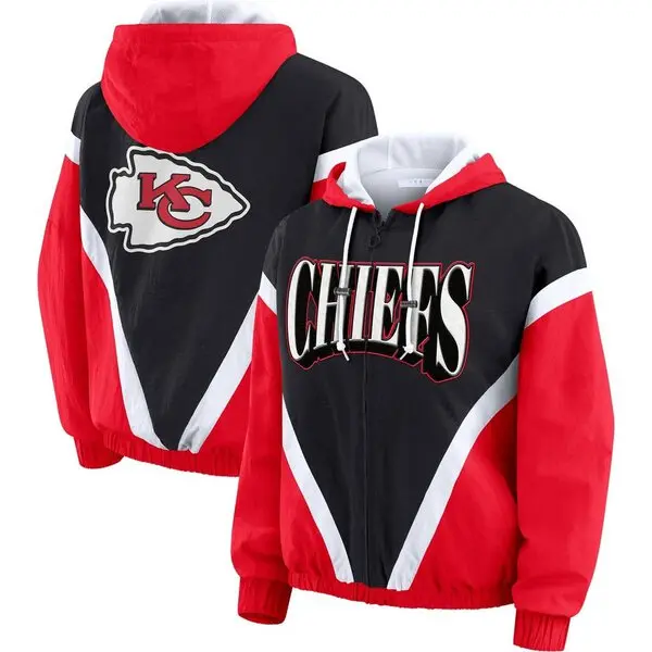 WEAR BY ERIN ANDREWS Kansas City Chiefs Retro Crinkle Full-zip Hoodie Windbreaker - Red