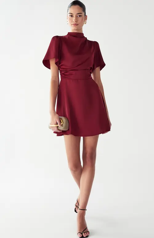 WILLA Saray Mini Dress - Burgundy