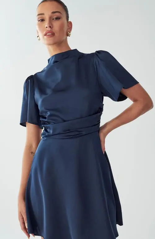 WILLA Saray Mini Dress - Navy Blue