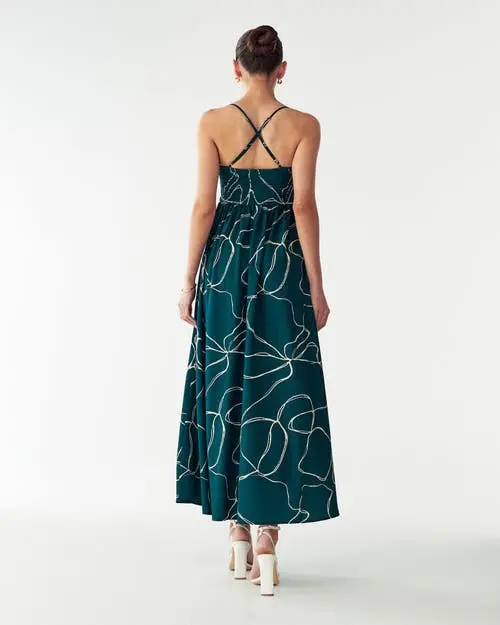 WILLA Acamar Maxi Dress - Emerald Scribble