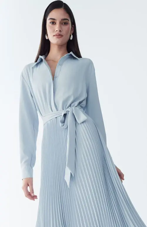 WILLA Mckenzi Midi Dress With Pleated Skirt - Sky