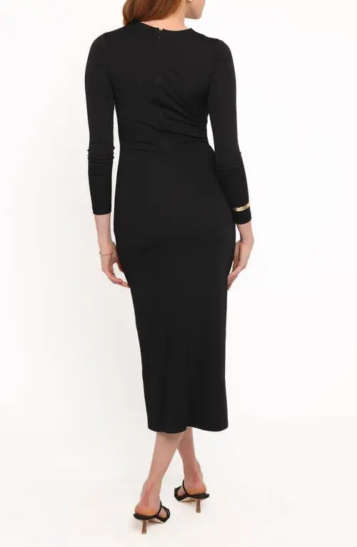 PETAL & PUP Ruched Long Sleeve Midi Dress