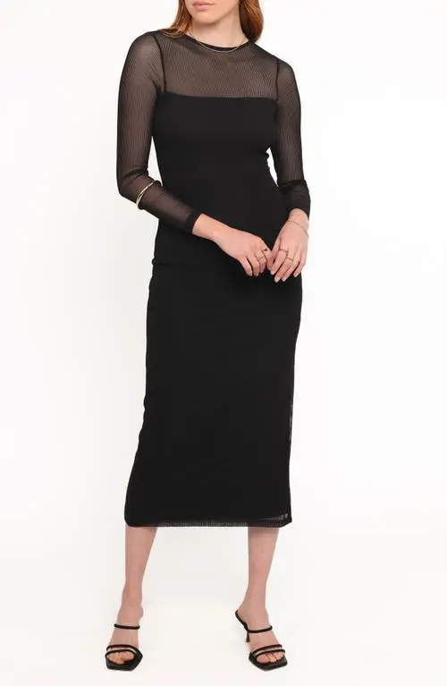 PETAL & PUP Famille Long Sleeve Midi Dress - Black