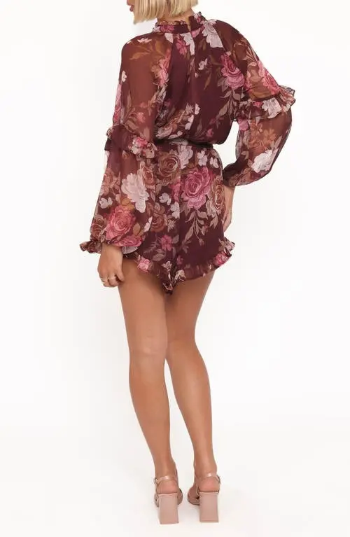 PETAL & PUP Floral Print Ruffle Chiffon Romper