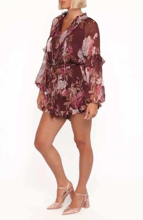 PETAL & PUP Floral Print Ruffle Chiffon Romper