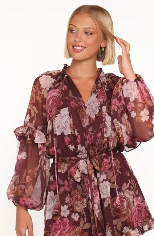 PETAL & PUP Floral Print Ruffle Chiffon Romper