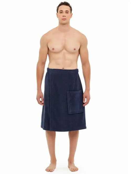 ARUS Gots Certified Organic Cotton Shower Wrap - Navy